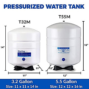 iSpring T55M 5.5 Gallon Residential Pre-Pressurized Water Storage Tank for Reverse Osmosis (RO) Systems, White
