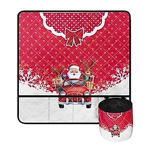 Suhoaziia Red Santa Claus Truck Sewing Machine Mats for Sewing Machine Table Dust Cover Non-Slip Mats Removable and Washable Sewing Machine Accessories Christmas Home Decor
