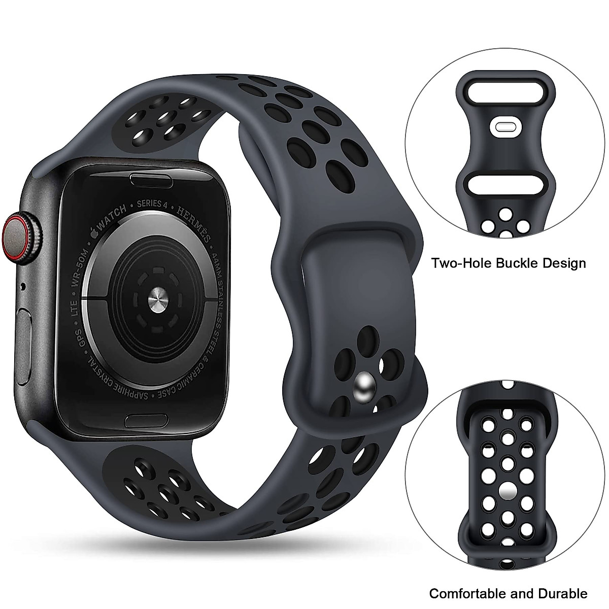 SVISVIPA Sport Bands Compatible for Apple Watch Bands 42mm 44mm 45mm 49mm,Soft Silicone Sport Women Men Replacement Strap Compatible with iWatch Ultra 2 & SE & Series 9/8/7/6/5/4/3/2/1,Anthracite