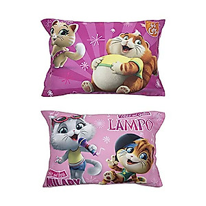 44 Cats 4 Piece Toddler Bedding Set - Includes Quilted Comforter, Fitted Sheet, Top Sheet, and Pillow Case, Pink (FFC102)