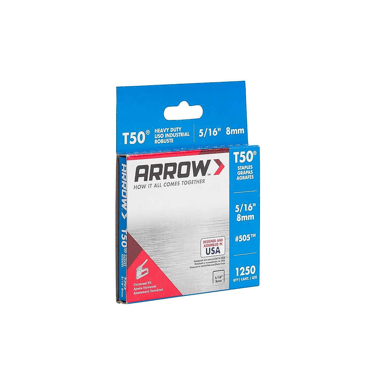 Arrow 505 Genuine T50 5/16-Inch Staples, 1,250-Pack