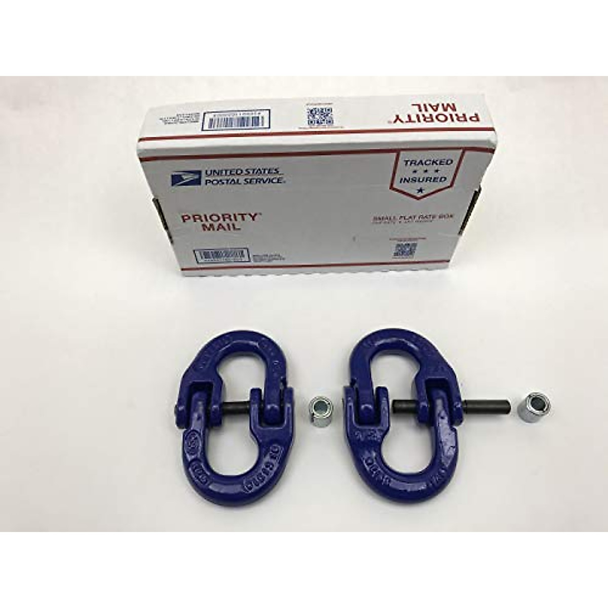 2 Pack 1/2 inch V10 Alloy Hammerlock Coupler Safety Chain Hitch Fix 15,000lb WLL (Blue)
