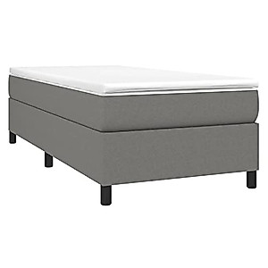 vidaXL Box Spring Bed with Mattress Home Bedroom Mattress Pad Single Bed Frame Base Foam Topper Furniture Dark Gray 39.4"x79.9" Twin XL Fabric