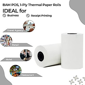BAM POS, 2-1/4 x 50' 1-Ply Thermal Paper 50 Rolls for The Ingenico ICT 200/220/250 / Verifone VX 520 / Hypercom/Nurit