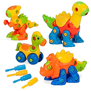 Creative Kids Build & Learn Dinosaur Take Apart Toy Set with Tools Interlocking STEM Educational Building Construction Kit for Preschool, Kindergarten, Boys & Girls Age 3+