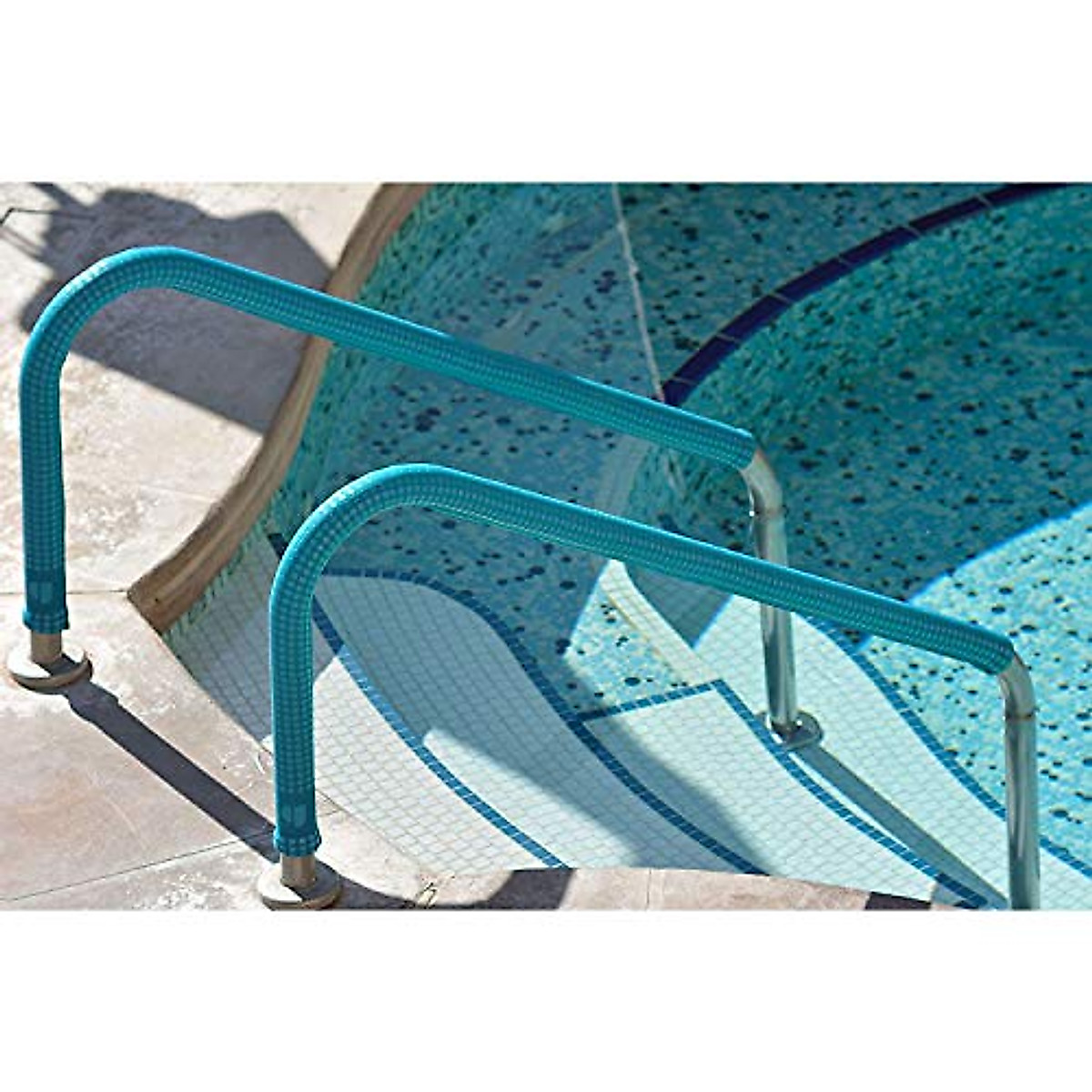 KoolGrips Comfort Cover 6 Foot Neoprene Zippered Hand Grip Rail Slip Cover Sleeve In Ground and Above Ground Swimming Pools, 1 Cover, Indian Teal Blue