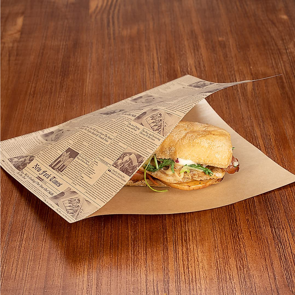 Bag Tek 10" x 9" Double Open Bags, 100 Large Deli Paper Sheets - Disposable, Greaseproof, Newsprint Paper Deli Wrap Liners, For Snacks, Cookies, And More, - Restaurantware