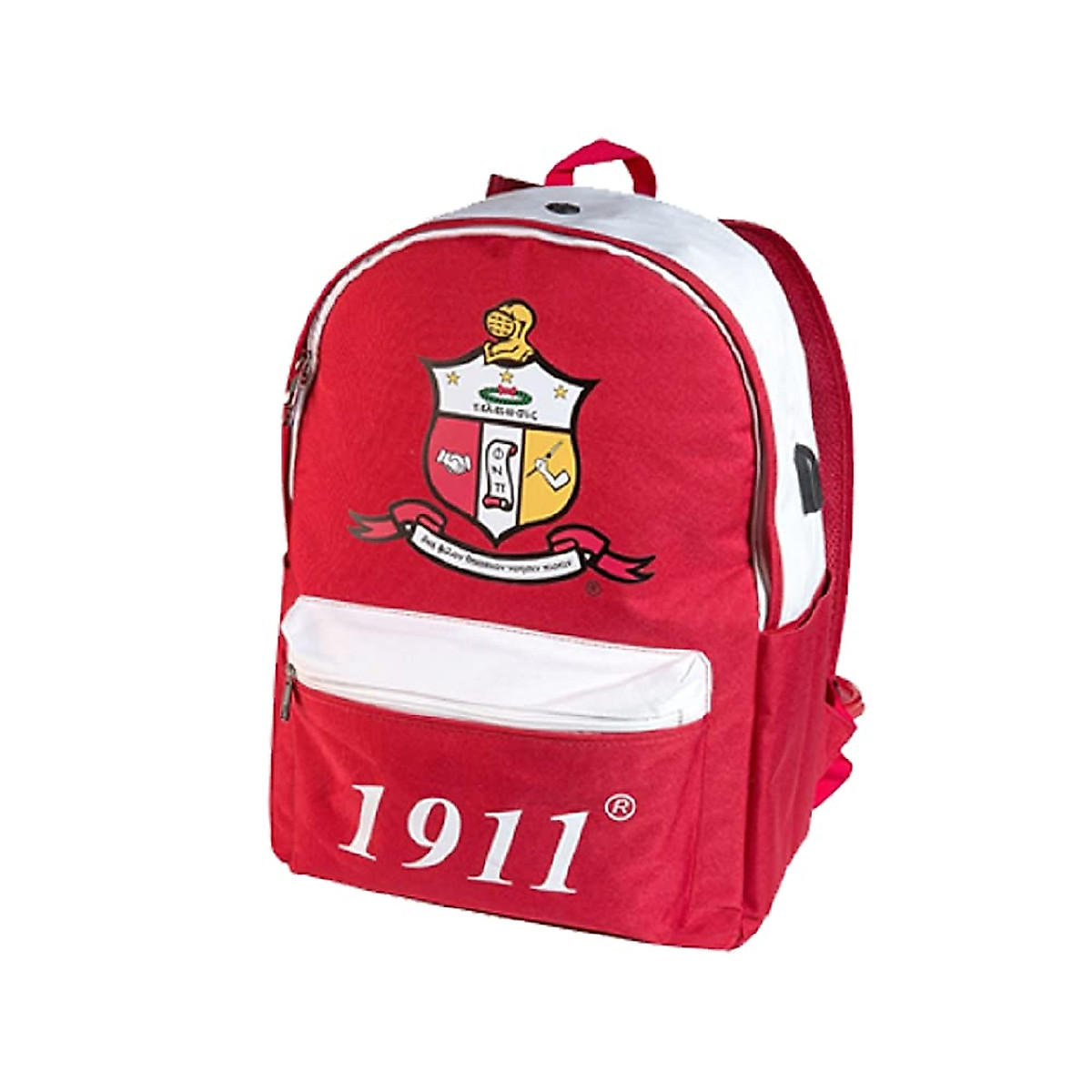 Keleafrica Kappa Alpha Psi Sorority USB Port Backpack, Red, Medium