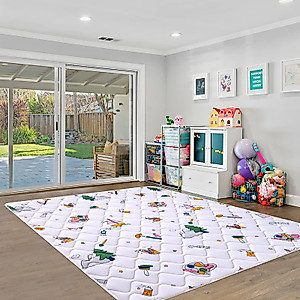 Vibe bear Baby Play Mat 79" X 71", Thicker Foam One-Piece Crawling Mat, Extra Large Anti- Slip Crawling Mat Activity Playmats for Babies,Toddlers, Infants, Play & Tummy Time