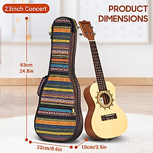 CAHAYA Concert Ukulele Bag Ukulele Case 23 Inch Soft 0.35 Inch Thick Padded with Adjustable Straps