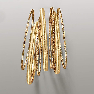 Ross-Simons Italian 18kt Gold Over Sterling Silver Jewelry Set: 7 Bangle Bracelets. 8.5 inches