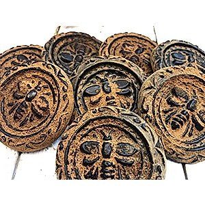 Blackened Beeswax Honey Bee Rounds Cinnamon Scented with Cinnamon Powder Rub - American Folk Art Primitive Melts Tarts Bowl Fillers