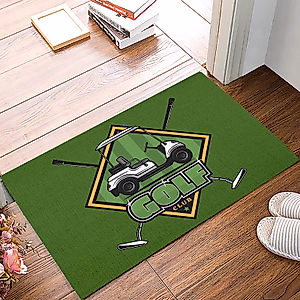 Golf Club Cart Entrance Floor Mat Personalized Doormat Car Green Field Welcome Door Mat Low Profile Non Slip Entry Rugs for Bathroom Kitchen Home Front Decor 16x24inch