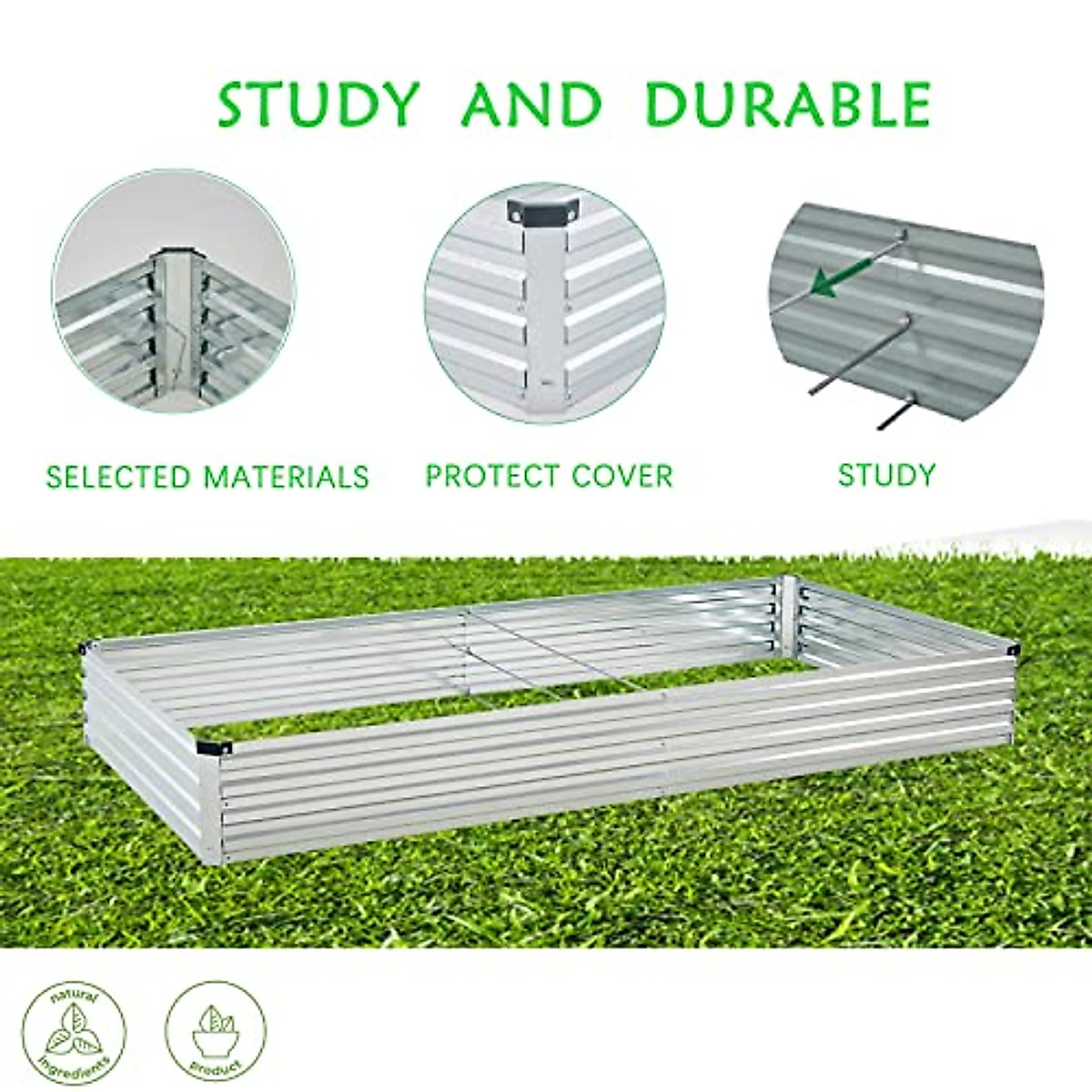 DIIYIV Galvanized Raised Garden Bed,Planter Raised Beds,Outdoor Garden Boxes,Large Metal Planter Box for Vegetables Flowers Herb,1 Pack 2pcs 8x4x1FT