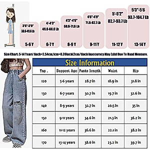 YaYabroe Kids Girls Ripped Distressed Washed Baggy Wide Leg Casual Jeans Size 5-14 yrs (11-12 Years, Blue)