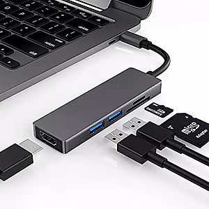 Convenient and Practical 5 in 1 Type-c to HDMI + 2 x USB 3.0 + SD/TF Card Slot HUB Adapter