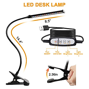 Desk Lamp for Office Home, Eye-Caring USB Clip on Light 3 Modes 5 Brightness, Adjustable 5W LED Desk Light Flexible Gooseneck Clamp Light for Workbench Headboard Study Reading Drafting(Metal)