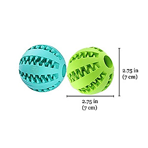 SunGrow 2 Pack Treat Dispensing Dog Toys, 2.75" Interactive Puppy Puzzle Teething Food Ball Toys for Small Large Dog Puppy Cat, Pet Treat Feeder Interactive Teeth Training Ball for Oral Care