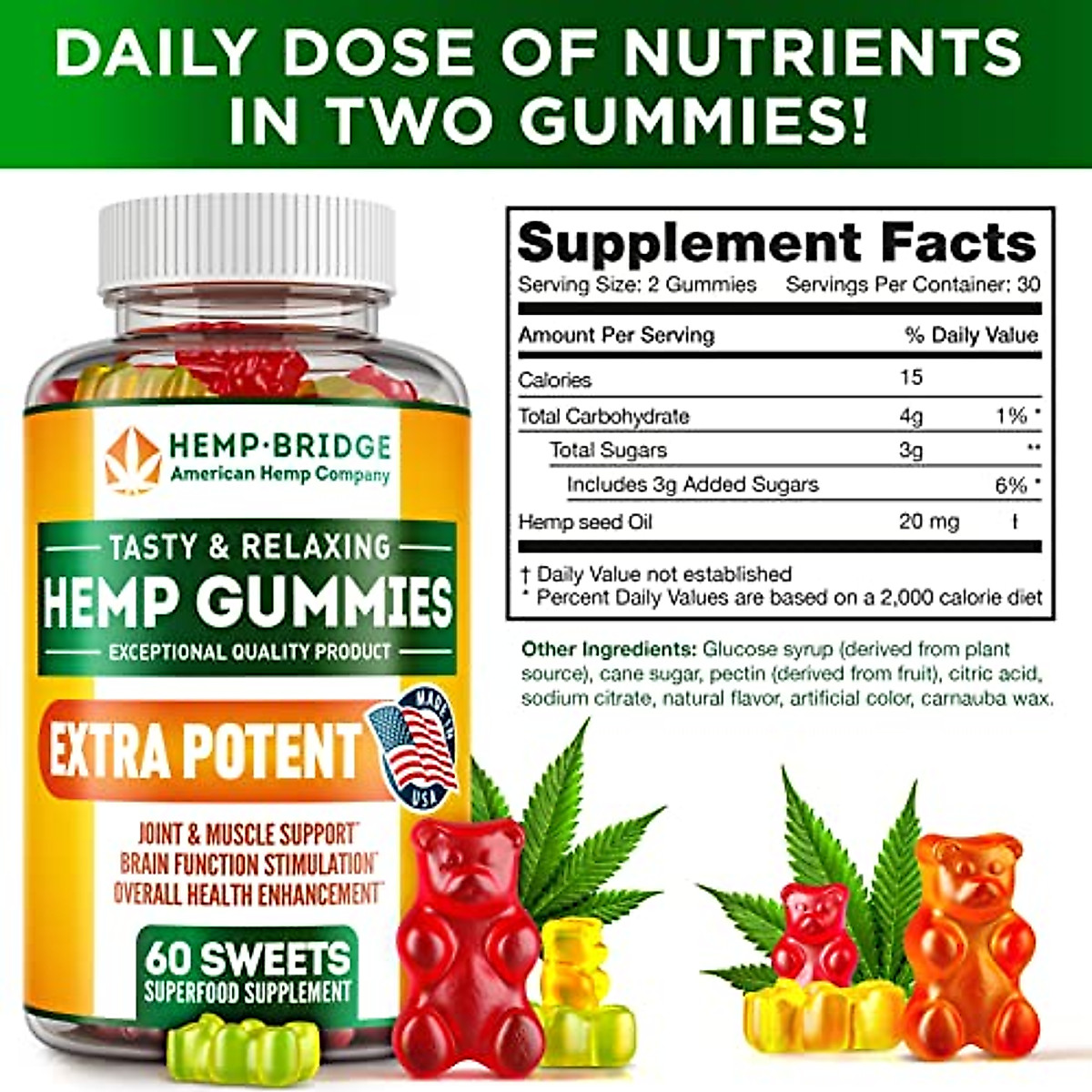 Gummies - Made in USA - Safe and Natural Omega 3 Supplement - Max Value in Each Gummy - Vitamins B & E and Omega 3, 6, 9-60 Pcs