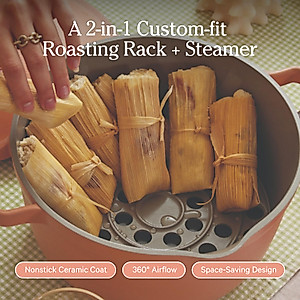Our Place Perfect Pot Roasting Rack - 2-in-1 Custom-Fit Rack and Steamer | Toxin-Free Ceramic Coating | With Oven-Safe Silicone Feet | Char
