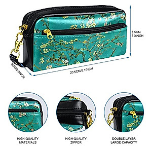 Blossoming Almond Tree Pencil Case Pen Box Teens Stationery Holder Purse Make up Pouch Toiletry Bag