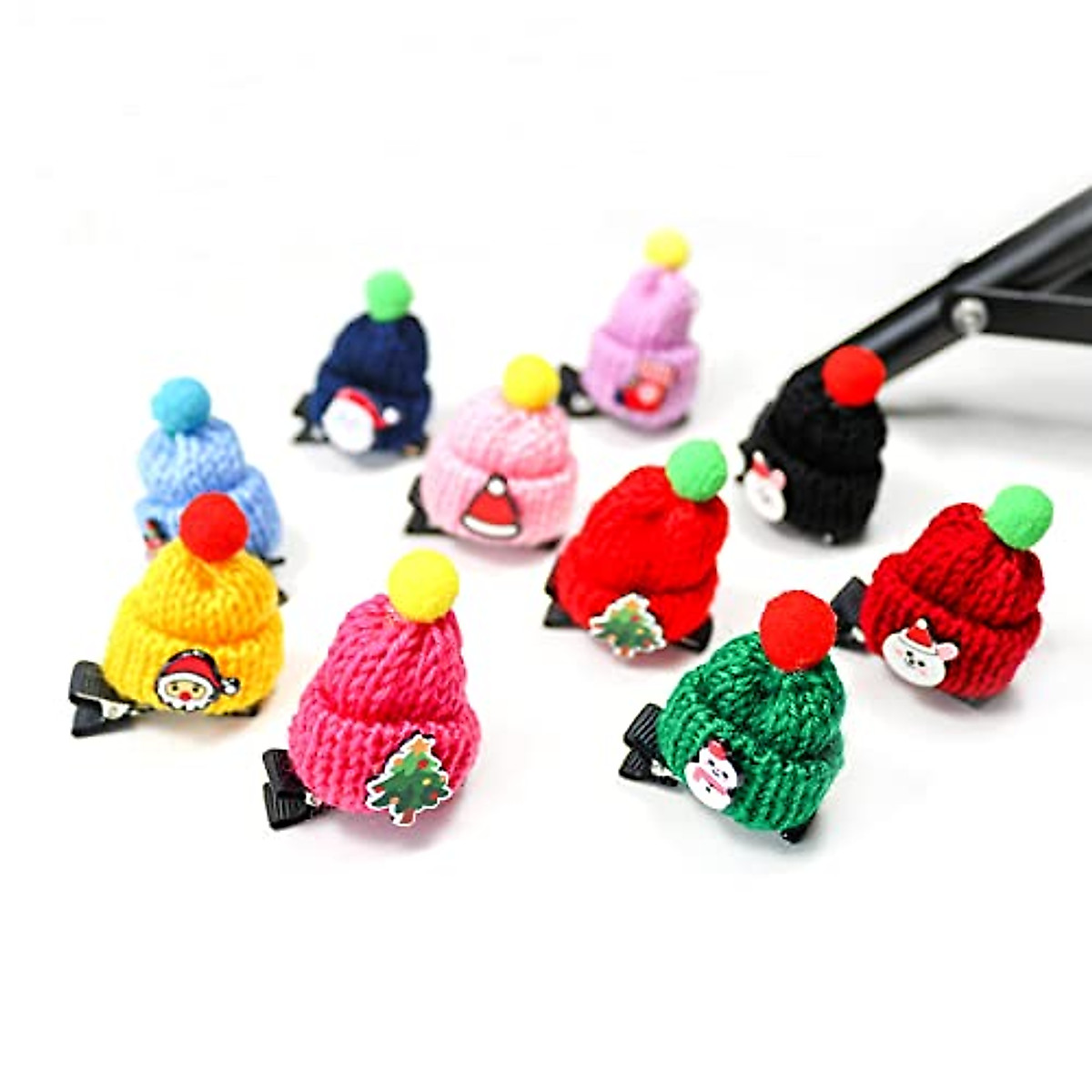 20pcs Christmas Pet Head Flower, Christmas Festive Head Flower with Cartoon Patch for Small and Medium Pet Hair Grooming (Hat)