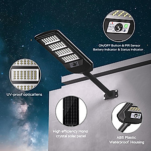 Varmtalys Solar Street Lights Outdoor Waterproof IP65, Motion Sensor Solar Street Lamps with Remote, Dusk to Dawn LED Street Lights for Yard Garden Garage with Bracket (1 Pack)