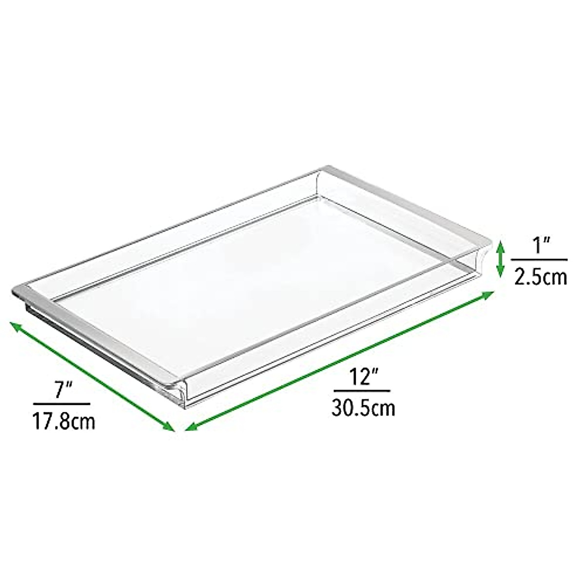 mDesign Plastic Bathroom Counter Tray and Organizer - Perfume, Guest Hand Towel, Makeup, and Accessory Holder Tray for Bathroom Countertop and Vanity - Petal Collection - Clear/Chrome