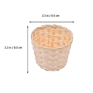 ARTIBETTER Rattan Storage Basket 4Pcs Round Bamboo Woven Storage Basket Natural Cotton Rope Sundries Organizer Decorative Flower Basket for Home ( Large ) Belly Basket