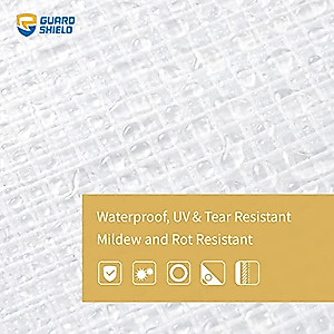 GUARD SHIELD Clear Tarp 2 Pack Bundle White and Green 8x20 Feet Heavy Duty Waterproof Greenhouse Outdoor Garden Poly Cover UV Resistant 10mil