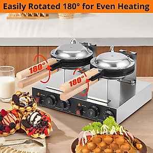 Bubble Waffle Maker 2800W Electric Bubble Waffle Maker Machine Non-stick Egg Waffle Maker Bubble Waffle Baker for Home and Commercial Use