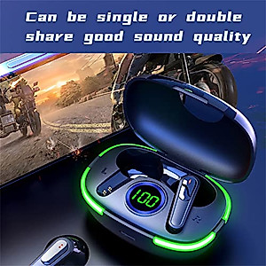 TOUMENY Bluetooth Wireless in-Ear Sports Headphones, Bluetooth 5.1 Digital Display Noise Cancellation Digital Display