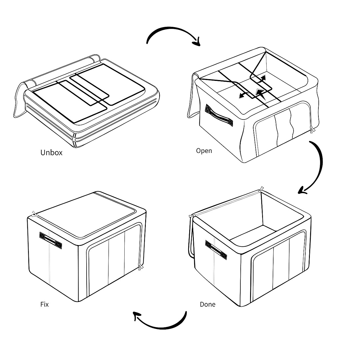 Furnhome Clothes Storage Organizer Bins, Foldable Storage Bins-Oxford Cloth Steel Frame Storage Box for Clothing Storage with Foldable Clear Window & Reinforced Handles (Navy Dots, 22L, 3PCS)…