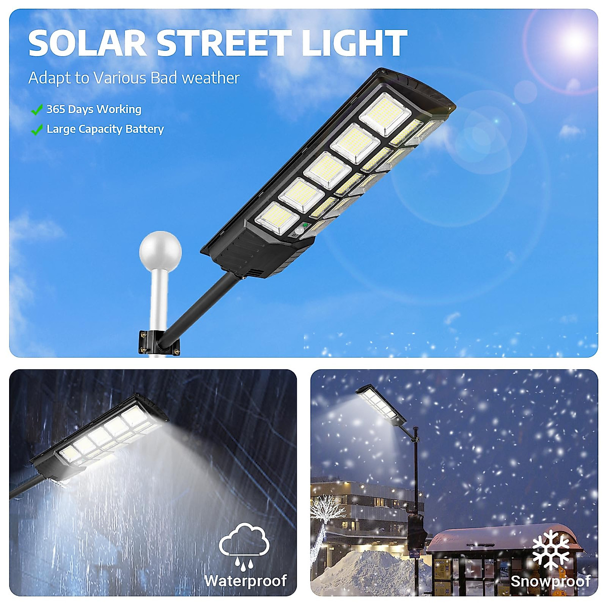 Xmart Solar Street Lights Outdoor Waterproof 80000LM 744 Upgraded LEDs Solar Parking Lot Lights Dusk to Dawn Solar Motion Flood Light Wide Angle Sensor and Remote Control for Area Pole Yard 2-Pack