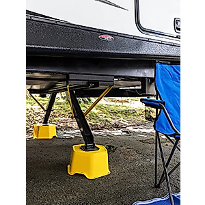 Camco Heavy-Duty Stabilizer RV Jack Support | Provides 7-inches of Lift and Stability for RV Jacks | Compatible with 10-inch Round Jack Pads | Features a 6,000 lb. Rating | Yellow (44421)