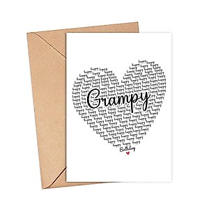 Happy Birthday Grampy Card - Cute Happy Birthday - Birthday Greeting Card - Sweet Birthday Card For Grampy - Anniversary-Thank You Card - Heart Happy Birthday Mom - I Love You Grampy Card