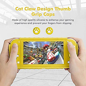 Switch Lite Protective Case, KIWIHOME TPU Shockproof Anti-Slip Switch Lite Cover Hard Case with Nintendo Switch Thumb Grips (Yellow)