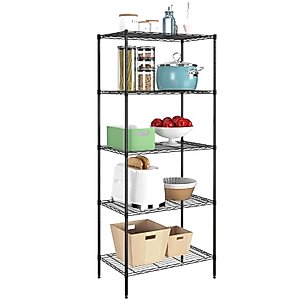 PayLessHere Shelves Shelf Wire Shelving Heavy Duty Storage 5 Tier Shelves with Adjustable Height Sturdy Steel Construction Certified by NSF Maximum 1250lbs Capacity Easy Assembly (Black, 24×14×60)
