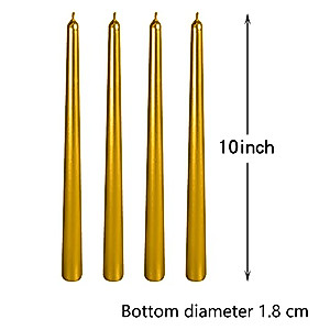4 piecesTall Metallic Taper Spiral Taper Candle Candles - 10 Inch Metallic, Dripless,wist Taper Candle, Spiral Taper Candle, Taper Spiral Long Candles Wax Unscented Dinner Candle (25cm, Gold)