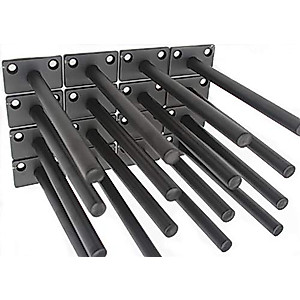 16 Pcs 6" Black Solid Steel Floating Shelf Bracket Blind Shelf Supports - Hidden Brackets for Floating Wood Shelves - Concealed Blind Shelf Support – Screws and Wall Plugs Included