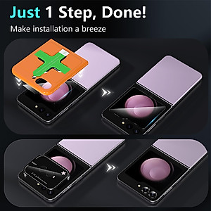 YWXTW [Upgraded Alignment Tray for Samsung Galaxy Z Flip 5 Screen Protector, 2 Pack Front Tempered Glass Screen Protector+2 PCS Camera Lens Protector, Case Friendly & Anti Scratch