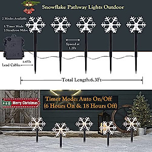 JOINTWIN Christmas Tree Led Pathway Lights Battery Operated with Timer Function for Lawn Yard Walkway Garden Decor Christmas Home Decoration Warm White Landscape Light - 5 Pack