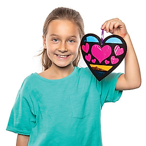 Baker Ross AT551 Heart Stained Glass Effect Decoration Kits - Pack of 6, Creative Valentine's Day Art and Craft Supplies for Kids to Make and Decorate