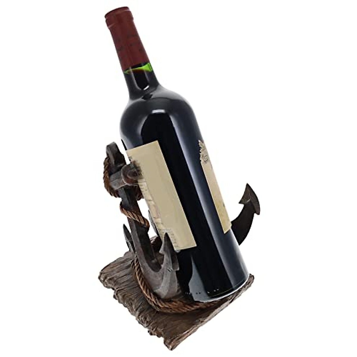 Rustic Rope Wrapped Boat Anchor Wine Bottle Display Holder / Rack - Nautical Ocean Beach Coastal Decor