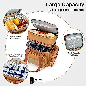 Gafetrey Large Tactical Lunch Box for Men, Insulated Lunch Bag Adult, Thermal Lunchbox Leakproof Waterproof Cooler Bag, Extra Large Lunch Pail for Work Office Camping
