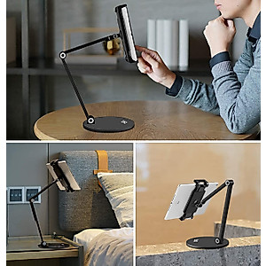 KABCON Tablet Stand,Tightness Adjustable 360°Rotatable Multi-Angle Eye-Level Aluminum Solid Long Arm Tablets Stands for iPad Series,Microsoft Surface Tablet Series,Samsung Galaxy Tabs,Kindle Fire,etc