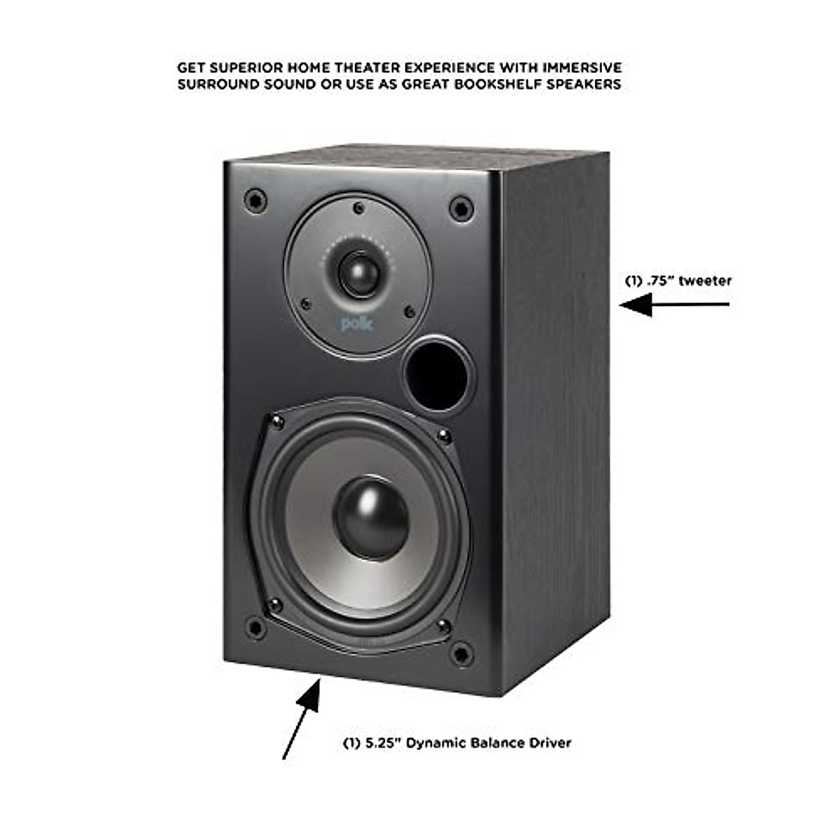 Polk Audio 5.1 Channel Home Theater System with Powered Subwoofer |Two (2) T15 Bookshelf, One (1) T30 Center Channel, Two (2) T50 Tower Speakers, PSW10 Sub | Alexa + HEOS