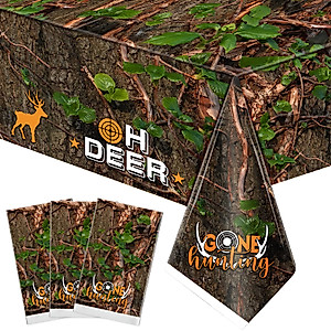 Containlol Hunting Tablecloths Camo Birthday Party Decorations Camo Table Covers Plastic Hunting Table Decorations for Hunting Camo Baby Shower Party Supplies(3 Piece)