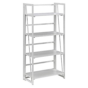 Convenience Concepts Xtra Folding 4-Tier Bookshelf, White/White