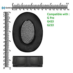 Geekria Sport Extra Thick Cooling Gel Replacement Ear Pads for Logitech G Pro, G Pro X, G433, G233 Headphones Earpads, Headset Ear Cushion Repair Parts (Black)